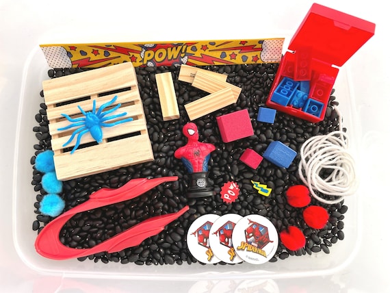 Spiderman Sensory Bin Spiderman Activity Kit Pretend Play - Etsy