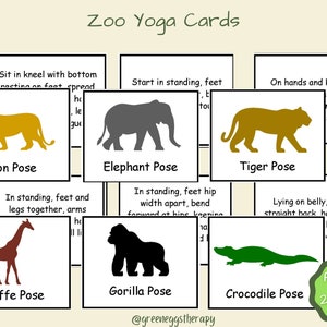 Zoo Yoga Cards, Yoga Cards for Kids, Movement Cards, Gross Motor Cards ...