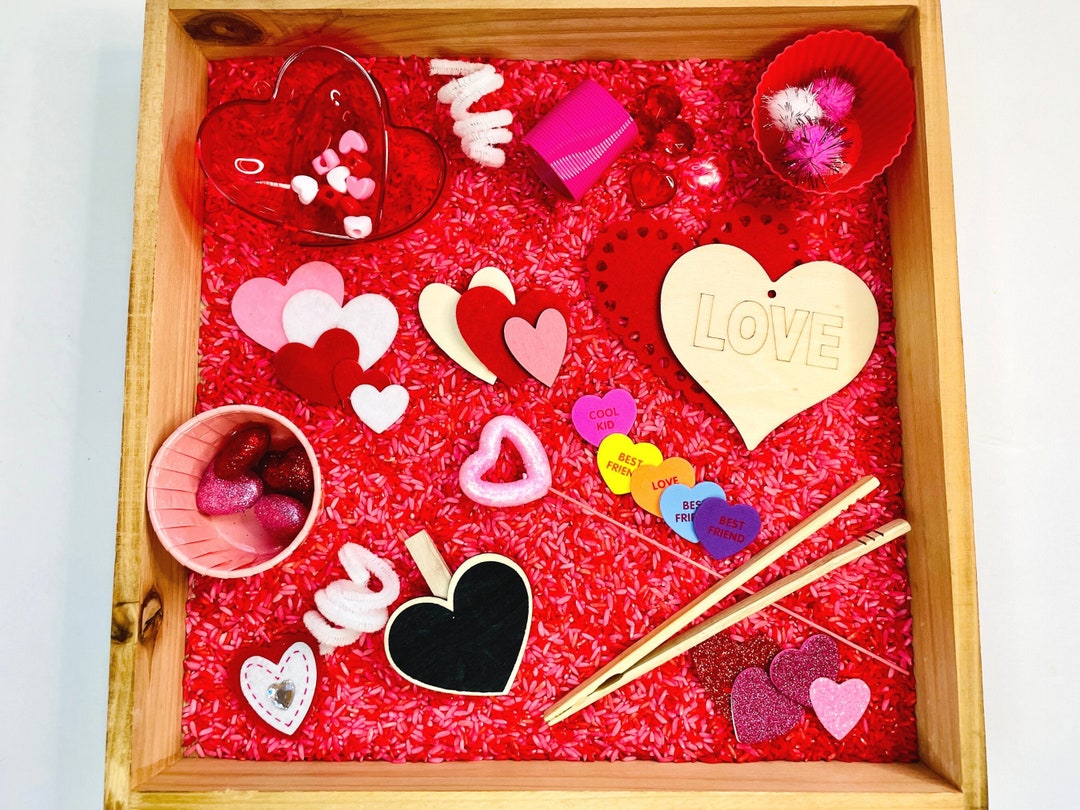 Valentine’s Day Sensory Bin, Hearts Sensory Bin, Valentines Sensory Kit ...
