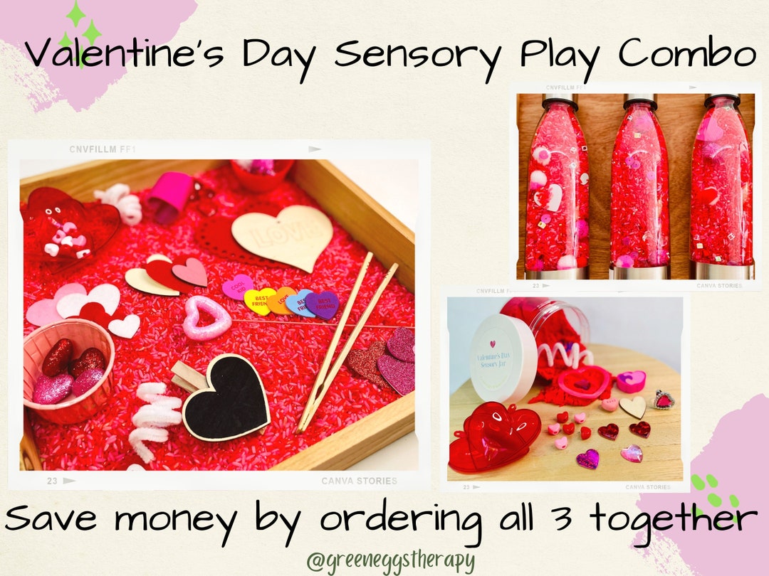 Hearts Sensory Kit, Hearts Sensory Bin, Sensory Bottle, Sensory Jar ...