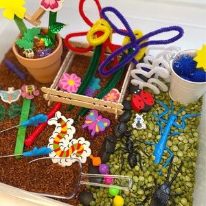 Spring Sensory Bin, Flower Garden Sensory Bin, Bugs and Insects Sensory ...