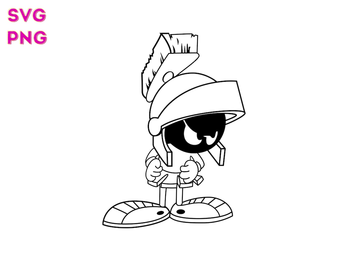 Marvin the Martian Black and White Looney Tunes SVG Digital | Etsy