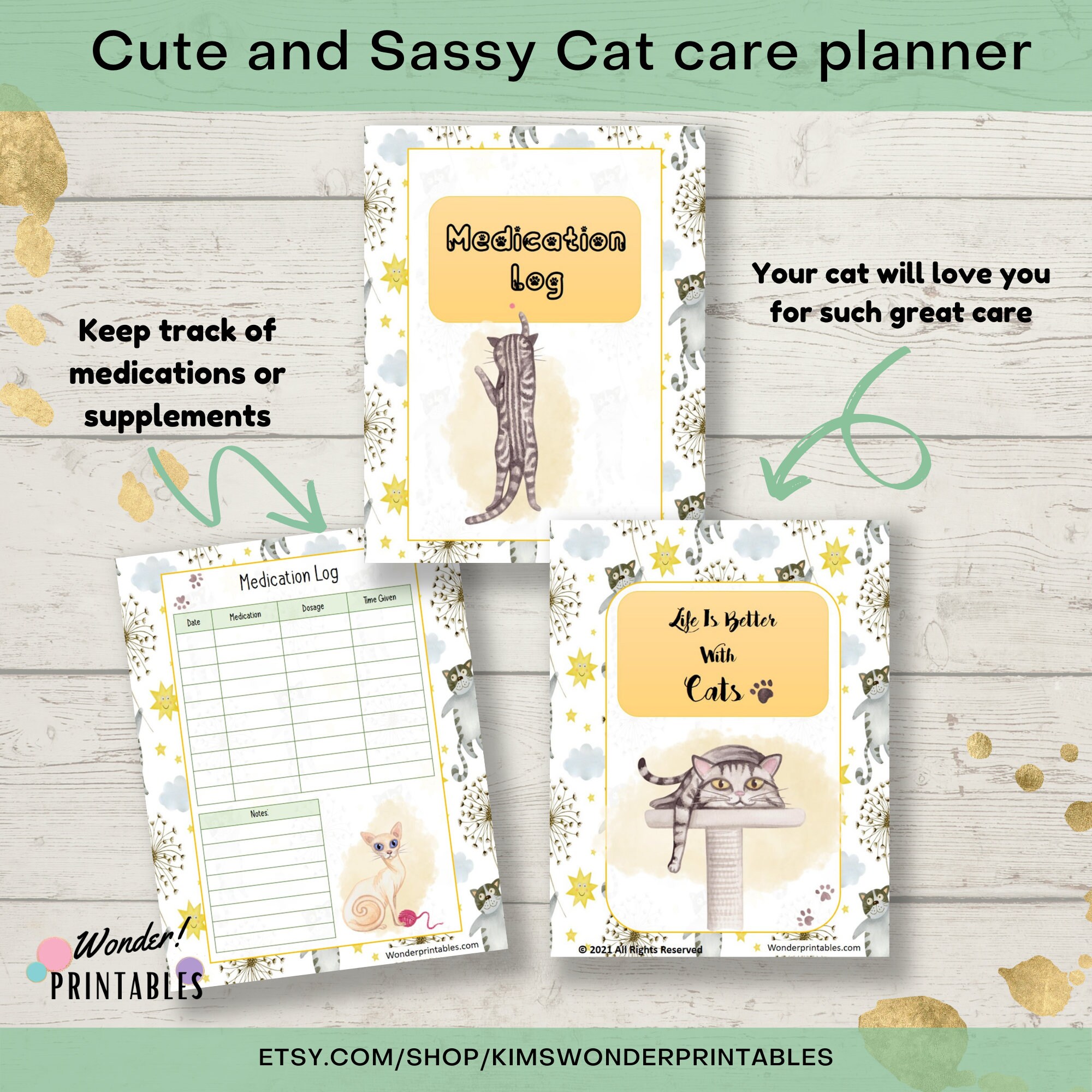 Cat Care Journal, Cat Care Planner, Cat Care Printable, Cat Care, Pet ...