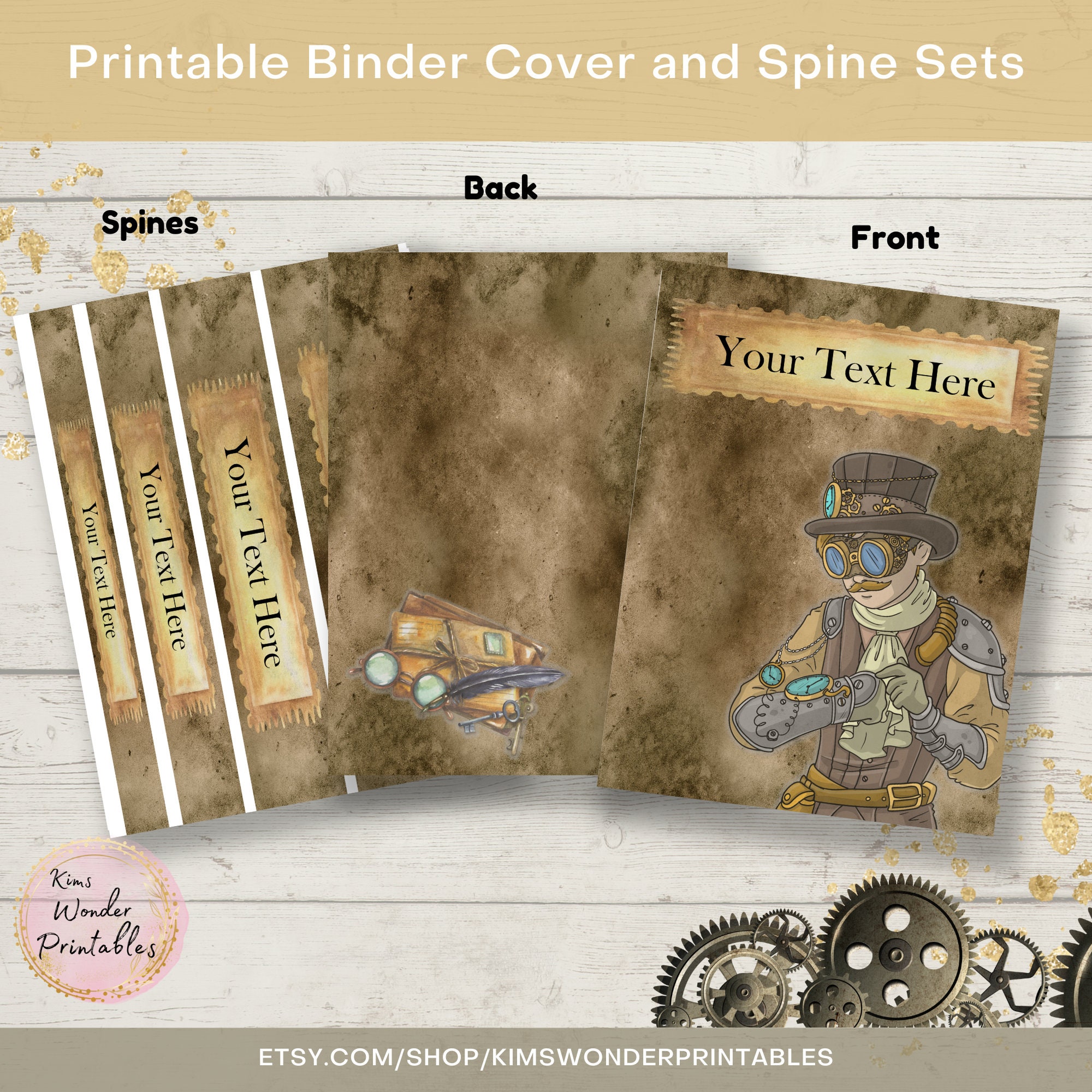 Printable Binder Cover, Steampunk, Binder Insert, Binder Spine ...