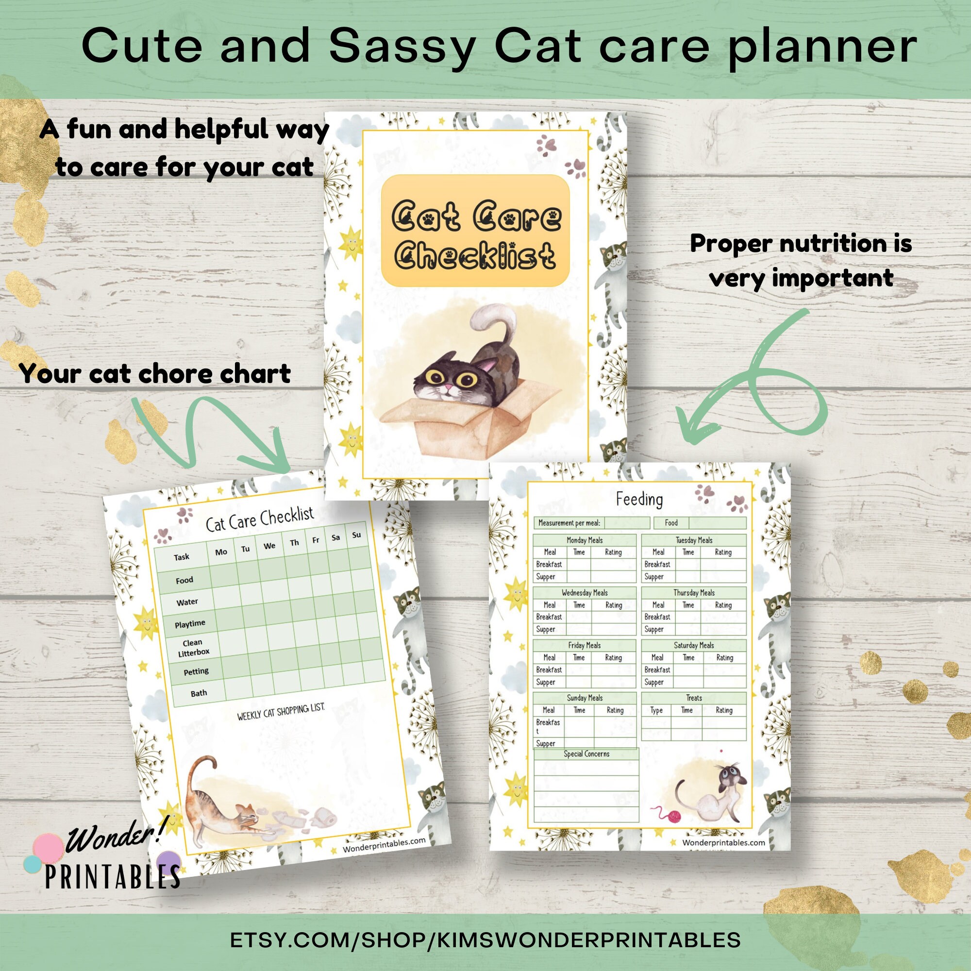 Cat Care Journal, Cat Care Planner, Cat Care Printable, Cat Care, Pet ...