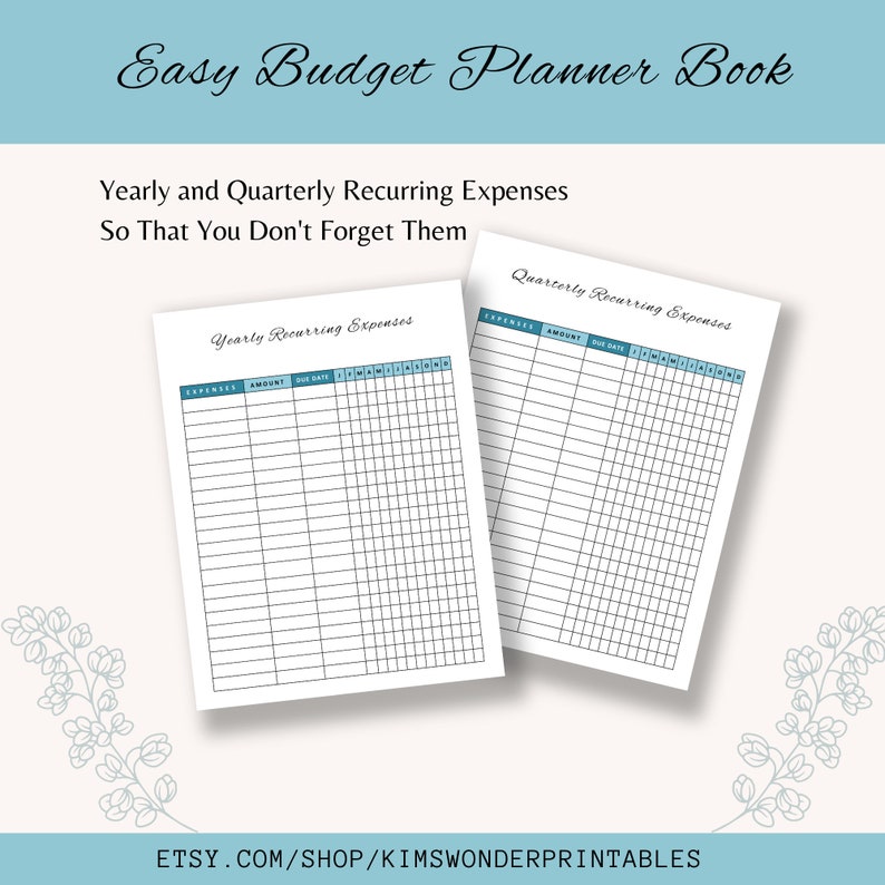 Budget Planner Book, Printable, Easy Household Budget, Budget Workbook ...