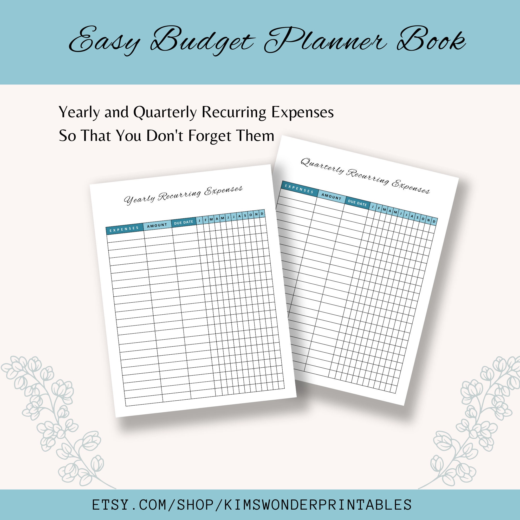 Budget Planner Book, Printable, Easy Household Budget, Budget Workbook ...