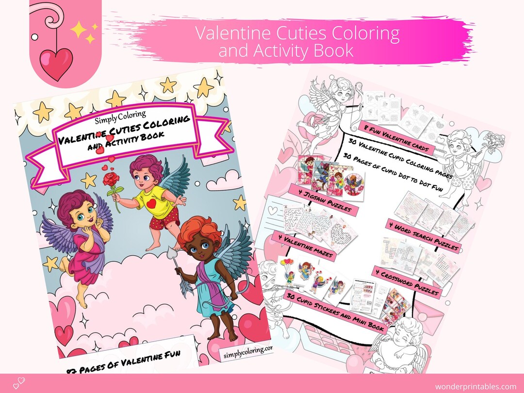 Valentine Cuties Coloring and Activity Book, Valentine Activities for ...