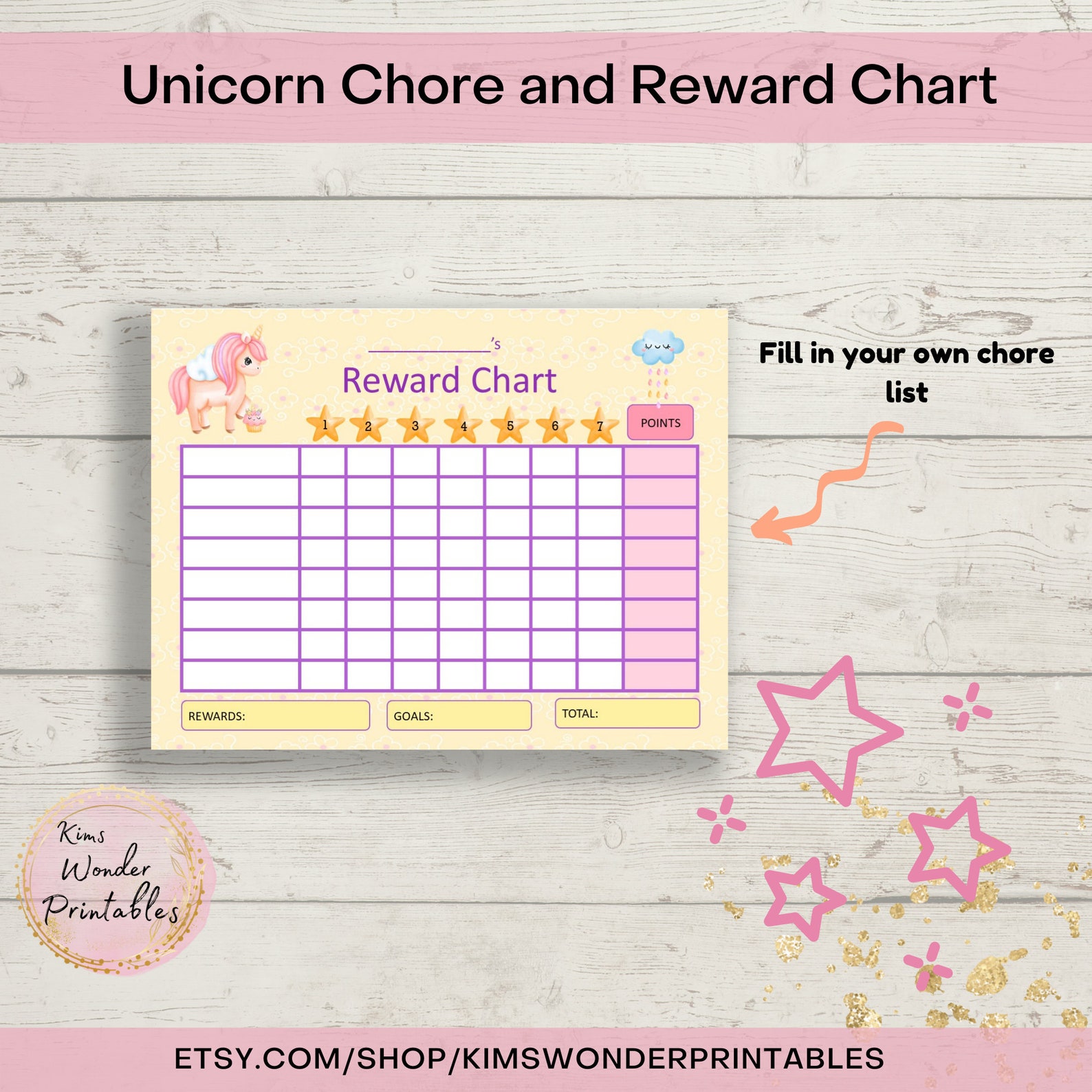 Printable Unicorn Reward Chart, Unicorn Chore Chart, Girls Reward Chart ...