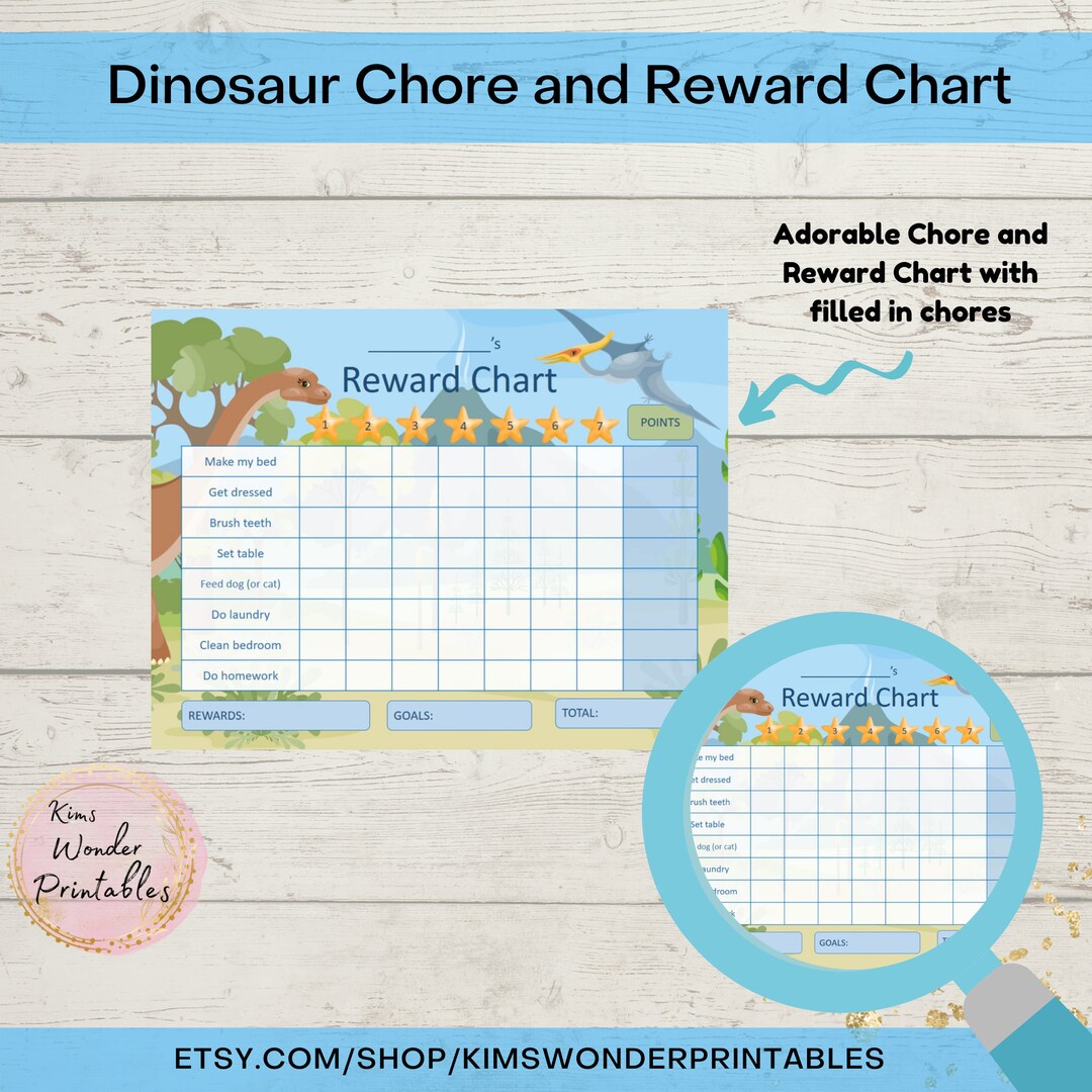 Printable Dinosaur Reward Chart, Dinosaur Chore Chart, Boys Reward ...