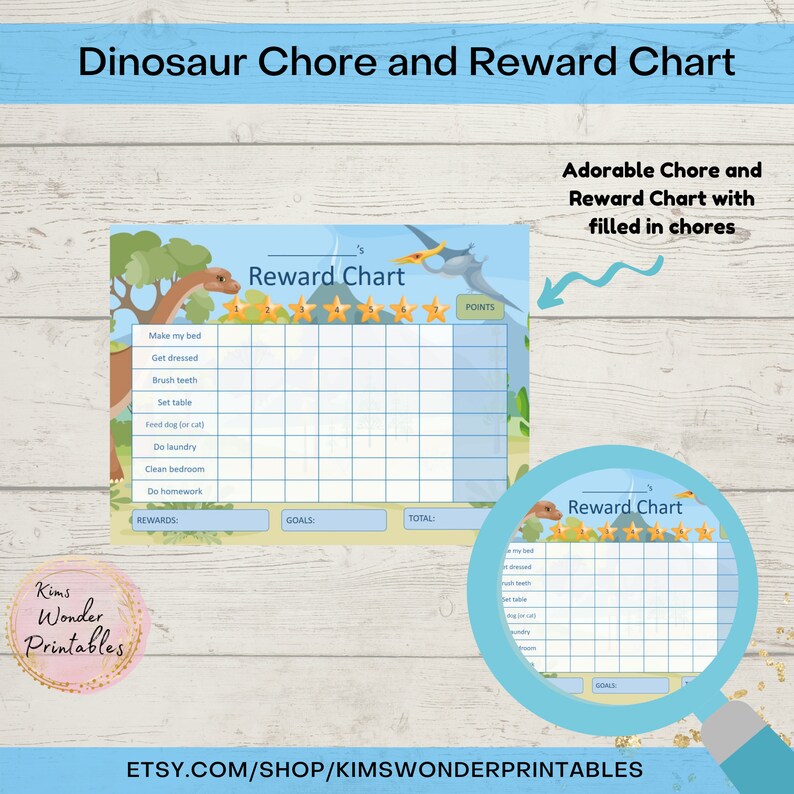 Printable Dinosaur Reward Chart, Dinosaur Chore Chart, Boys Reward ...