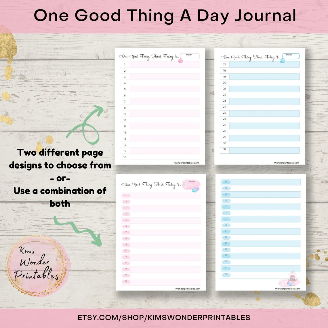 One Good Thing a Day Journal, Printable, Gratitude Journal ...