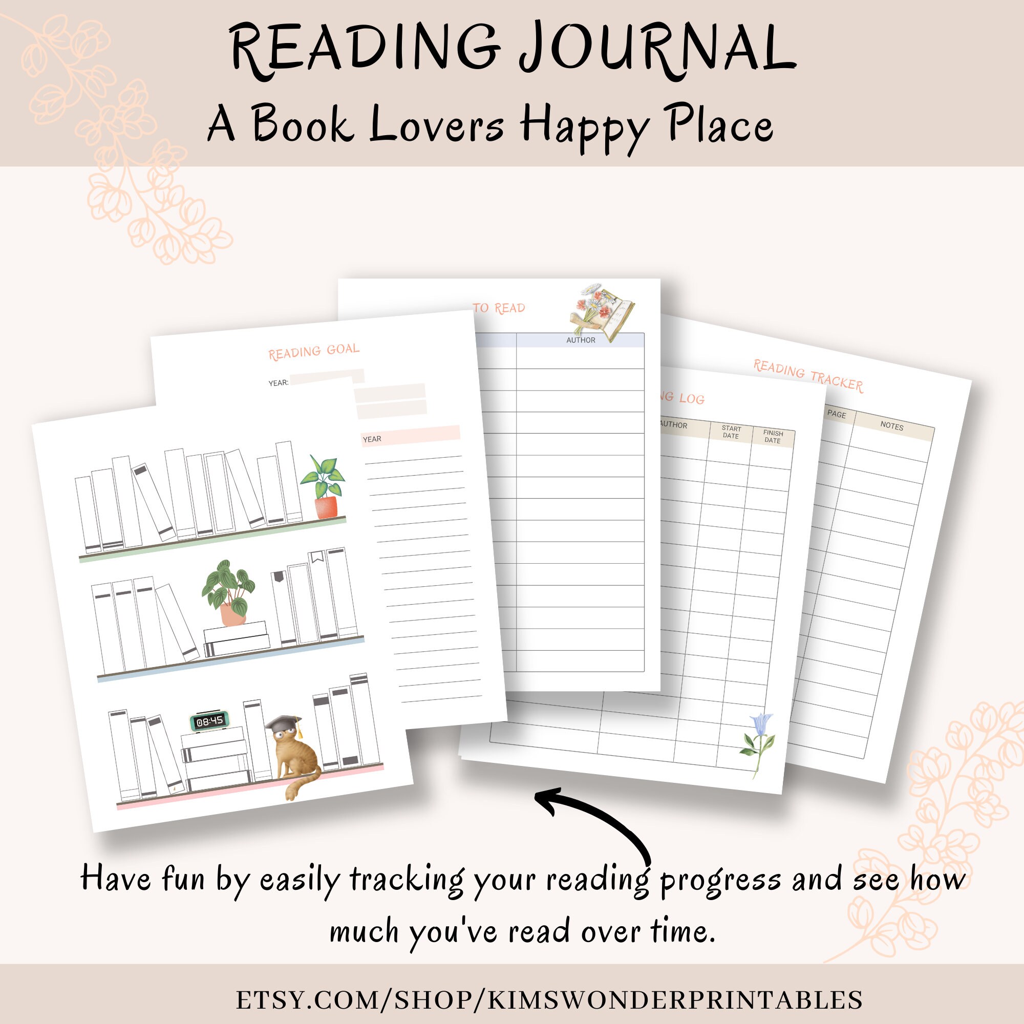 Reading Journal Printable, Reading Challenge Printable, Book Tracker ...