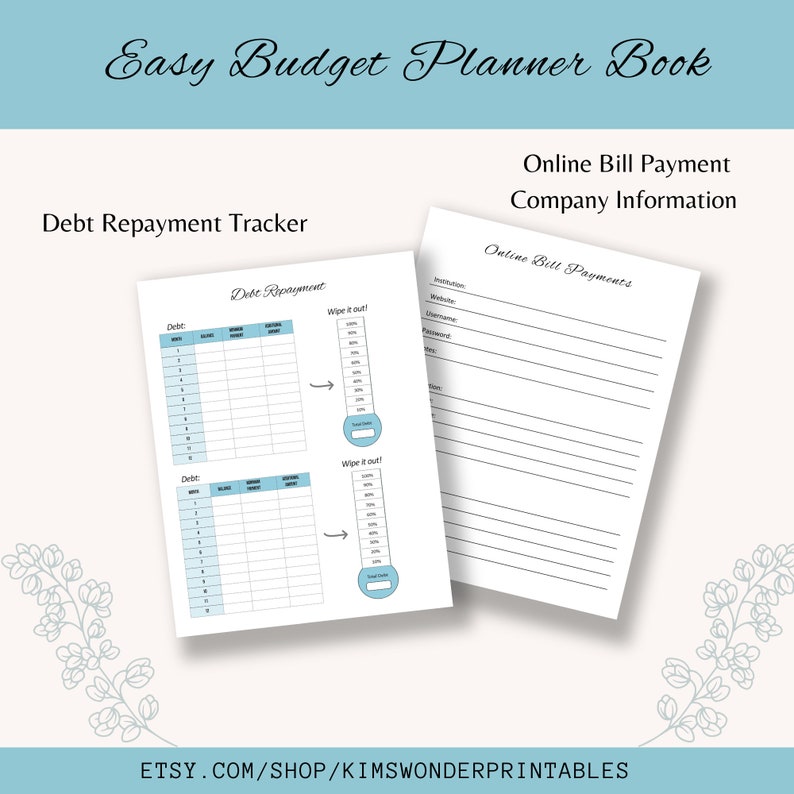 Budget Planner Book, Printable, Easy Household Budget, Budget Workbook ...