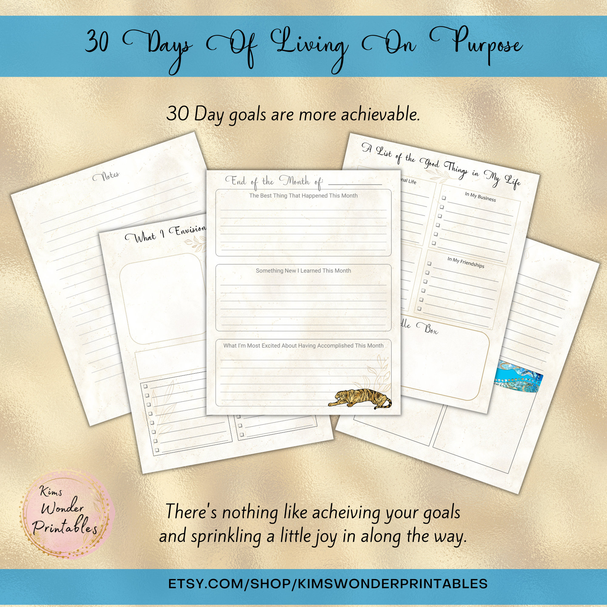 30 Day Goal Planner Printable for 30 Days of Living on Purpose, 30 Day ...