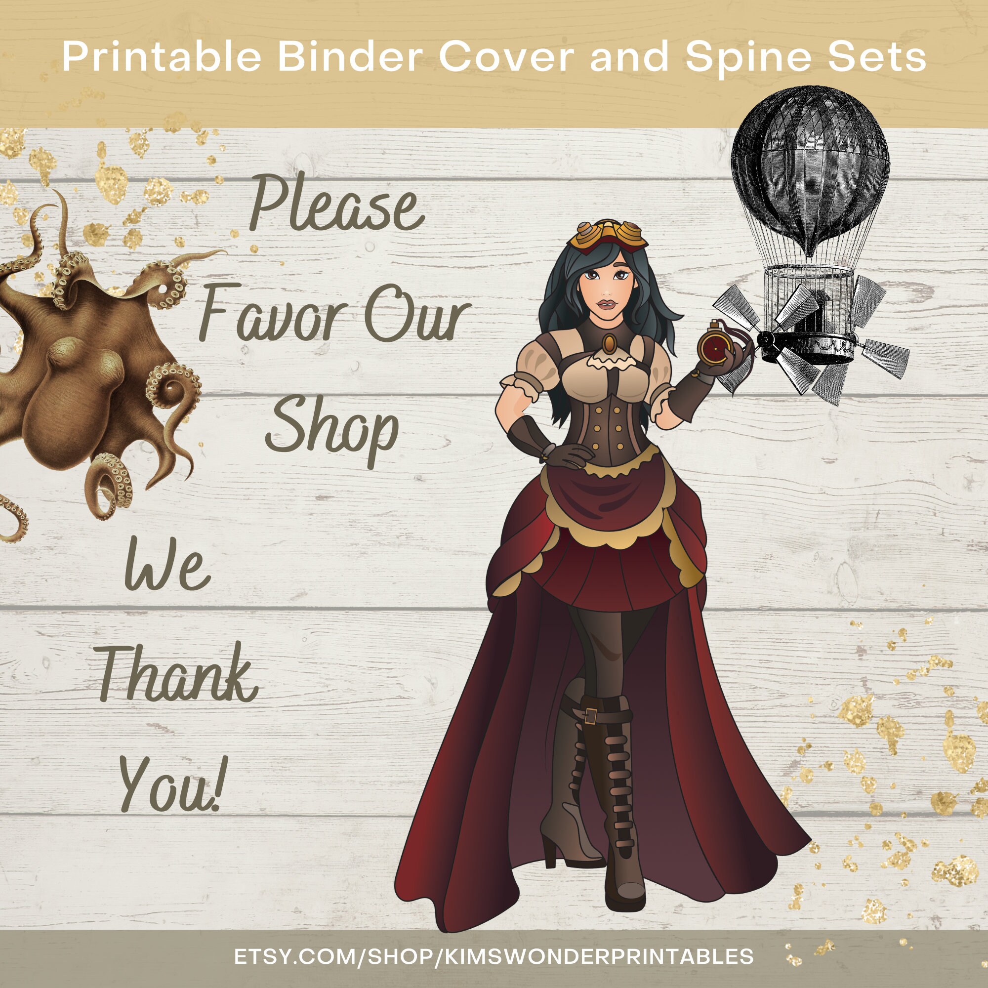 Printable Binder Cover, Steampunk, Binder Insert, Binder Spine ...