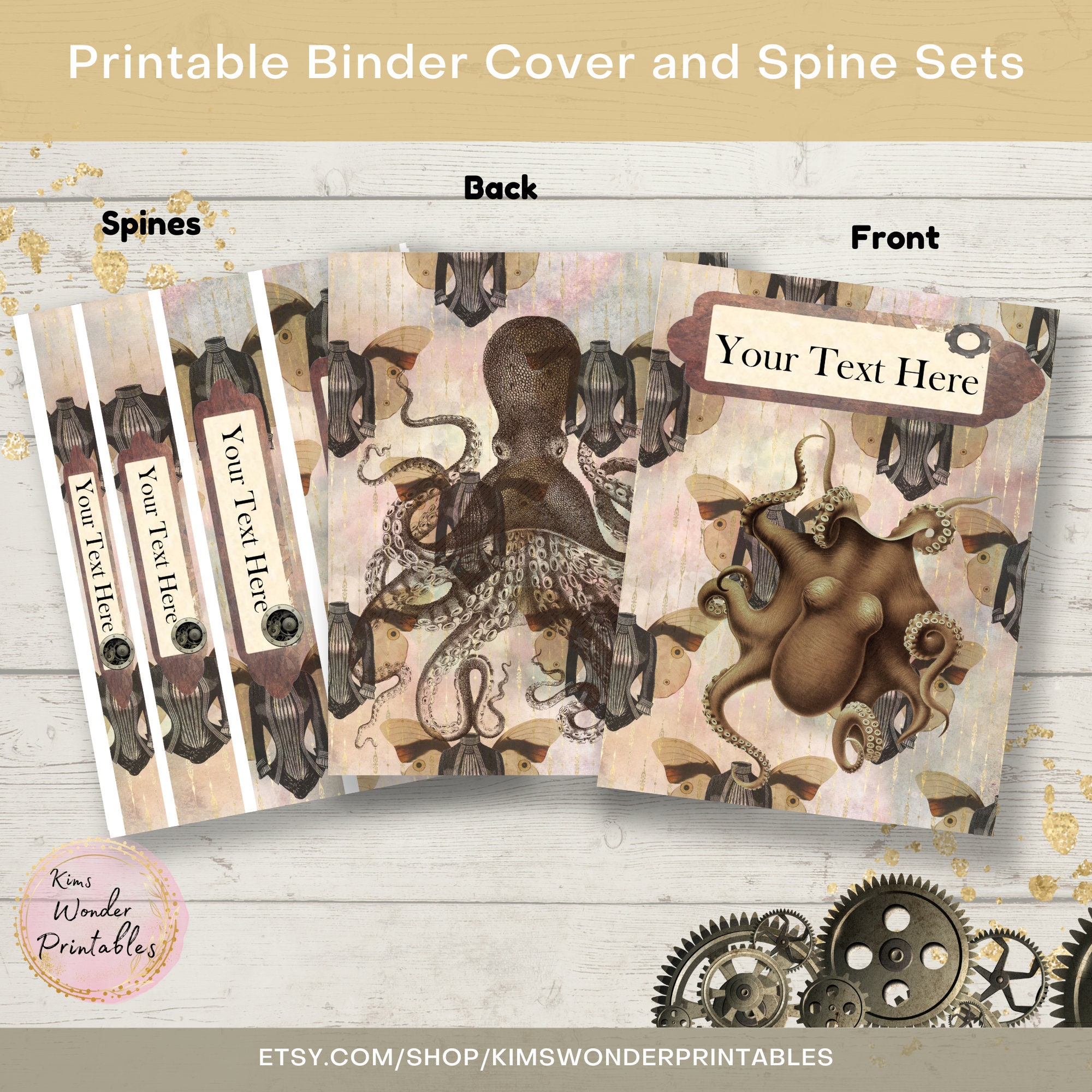 Printable Binder Cover, Steampunk, Binder Insert, Binder Spine ...