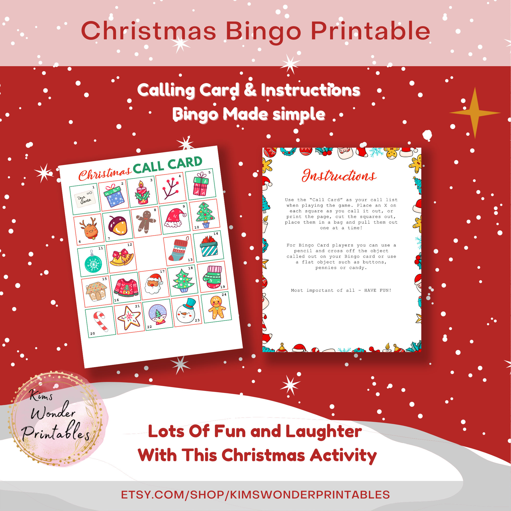 Christmas Bingo Printable, Kids' Christmas Activity, Fun Christmas ...