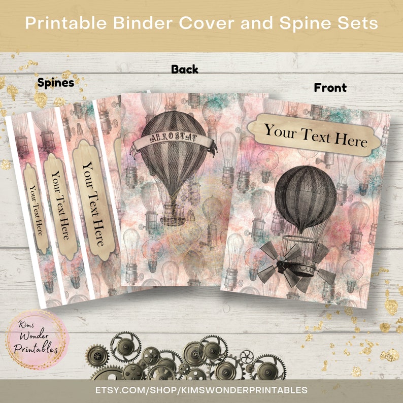 Printable Binder Cover, Steampunk, Binder Insert, Binder Spine ...