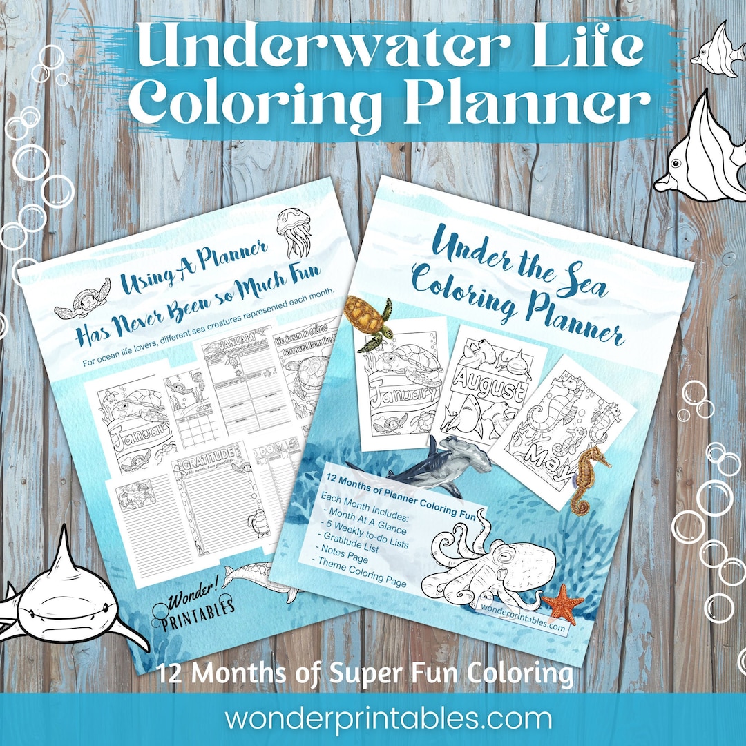 Under the Sea Coloring Planner, Sea Creature Coloring Planner and ...
