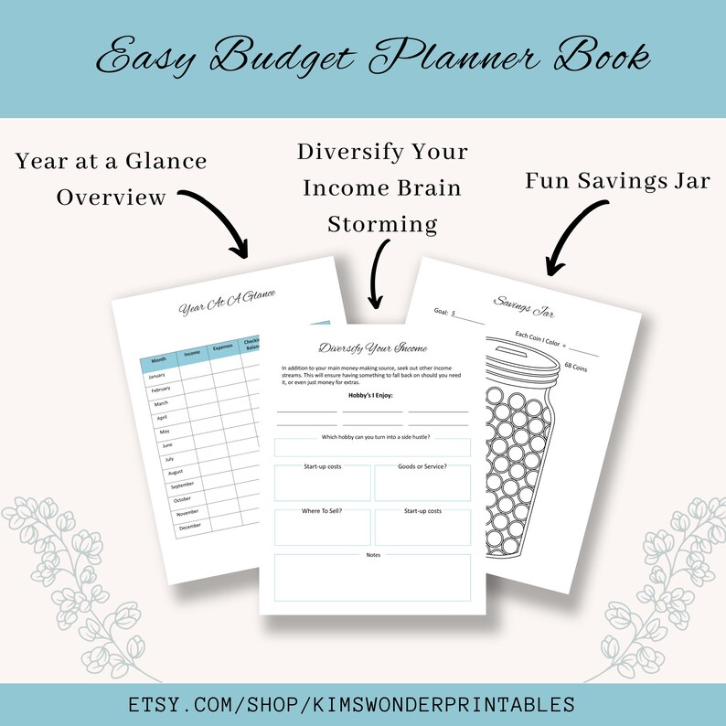 Budget Planner Book, Printable, Easy Household Budget, Budget Workbook ...