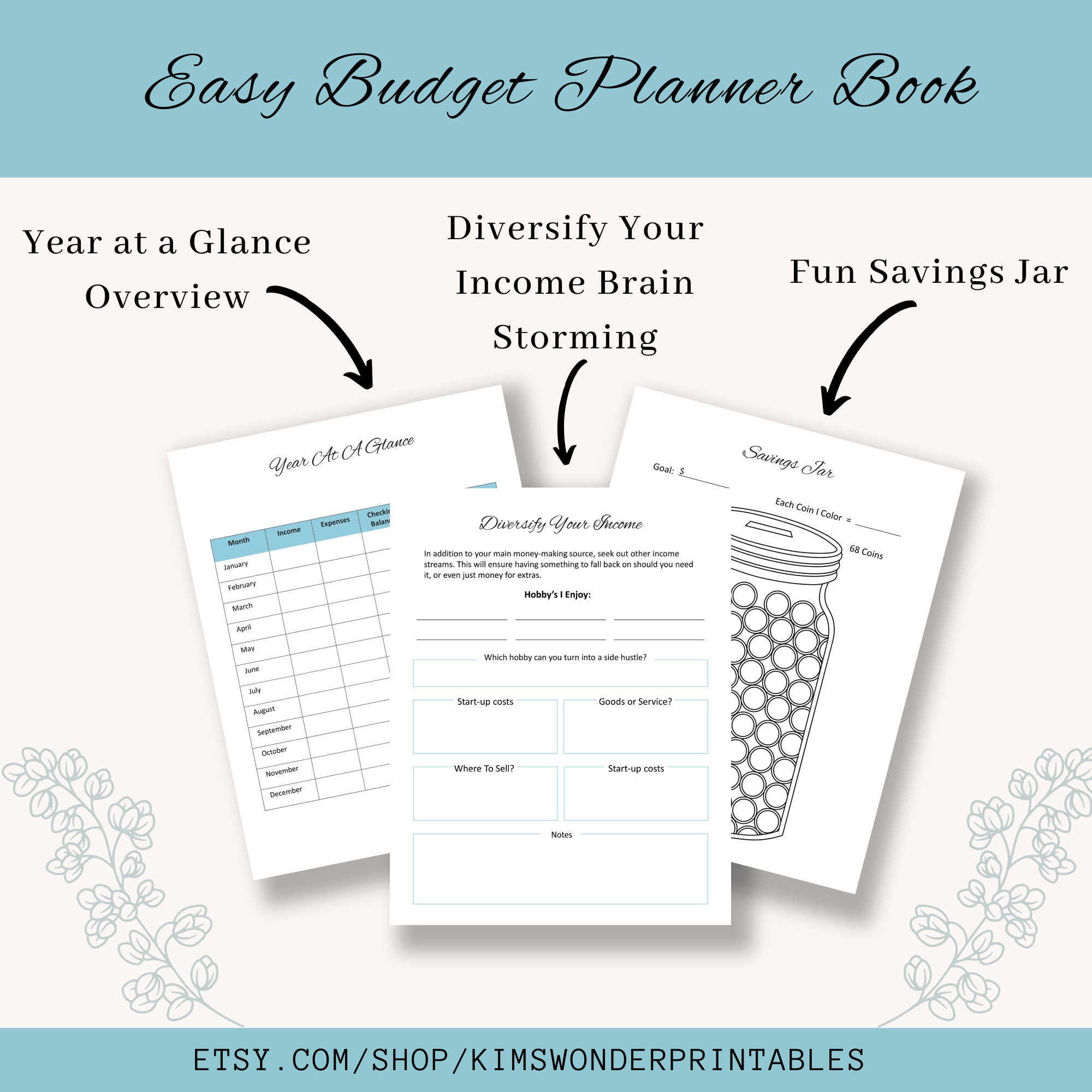 Budget Planner Book, Printable, Easy Household Budget, Budget Workbook ...