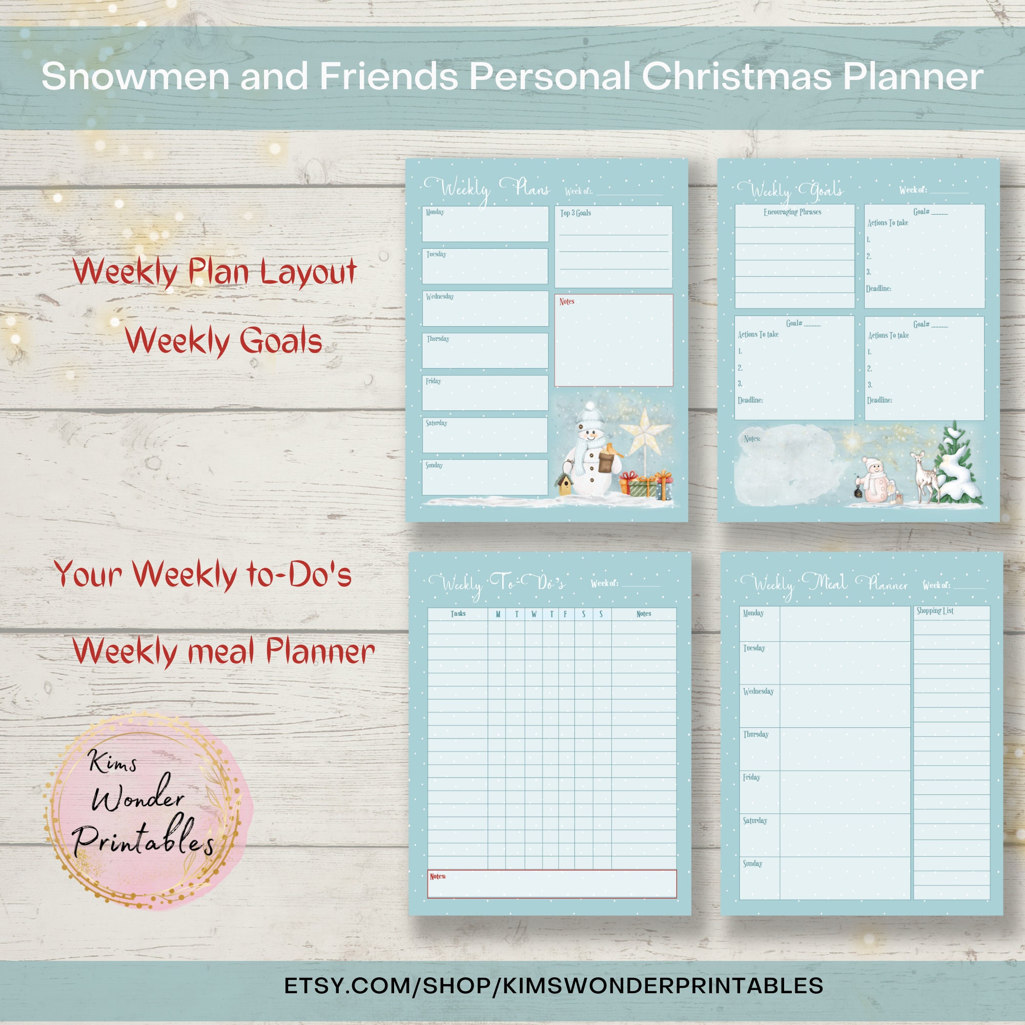 Christmas Planner Printable, Snowman Planner, December Planner ...