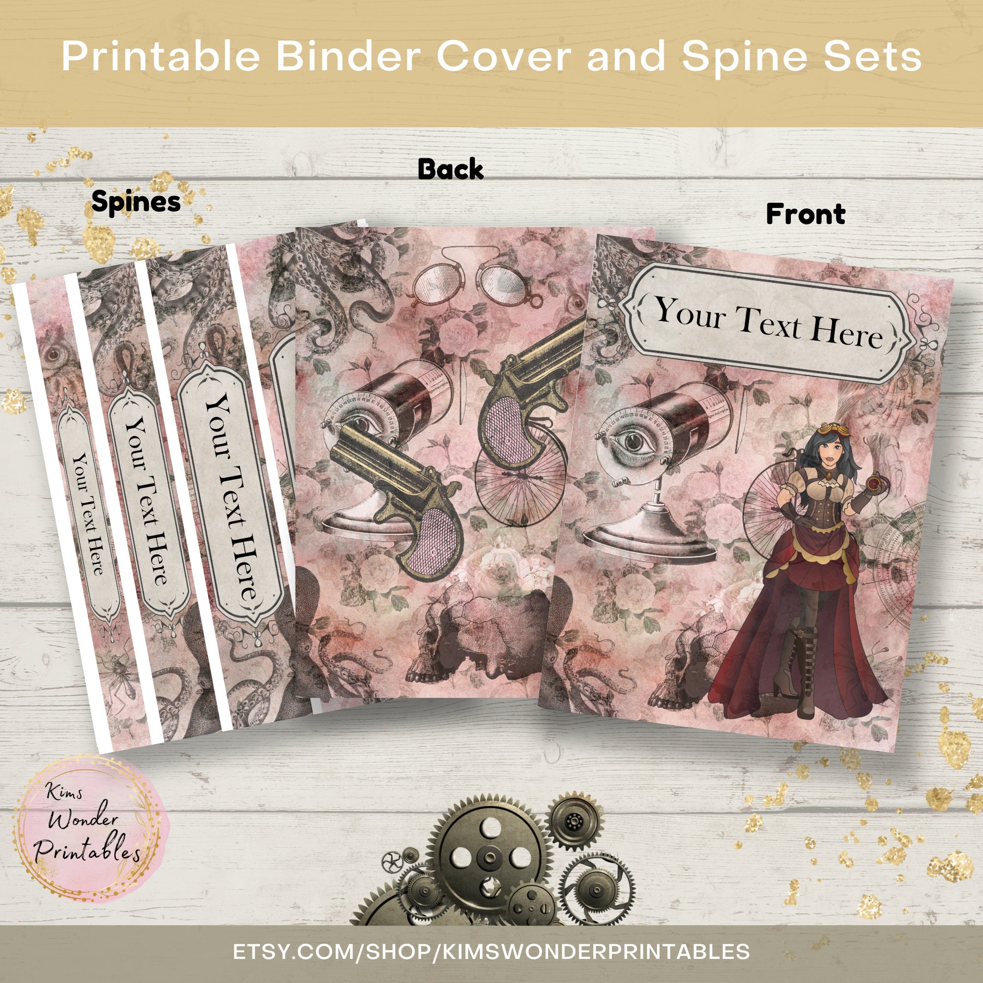 Printable Binder Cover, Steampunk, Binder Insert, Binder Spine ...