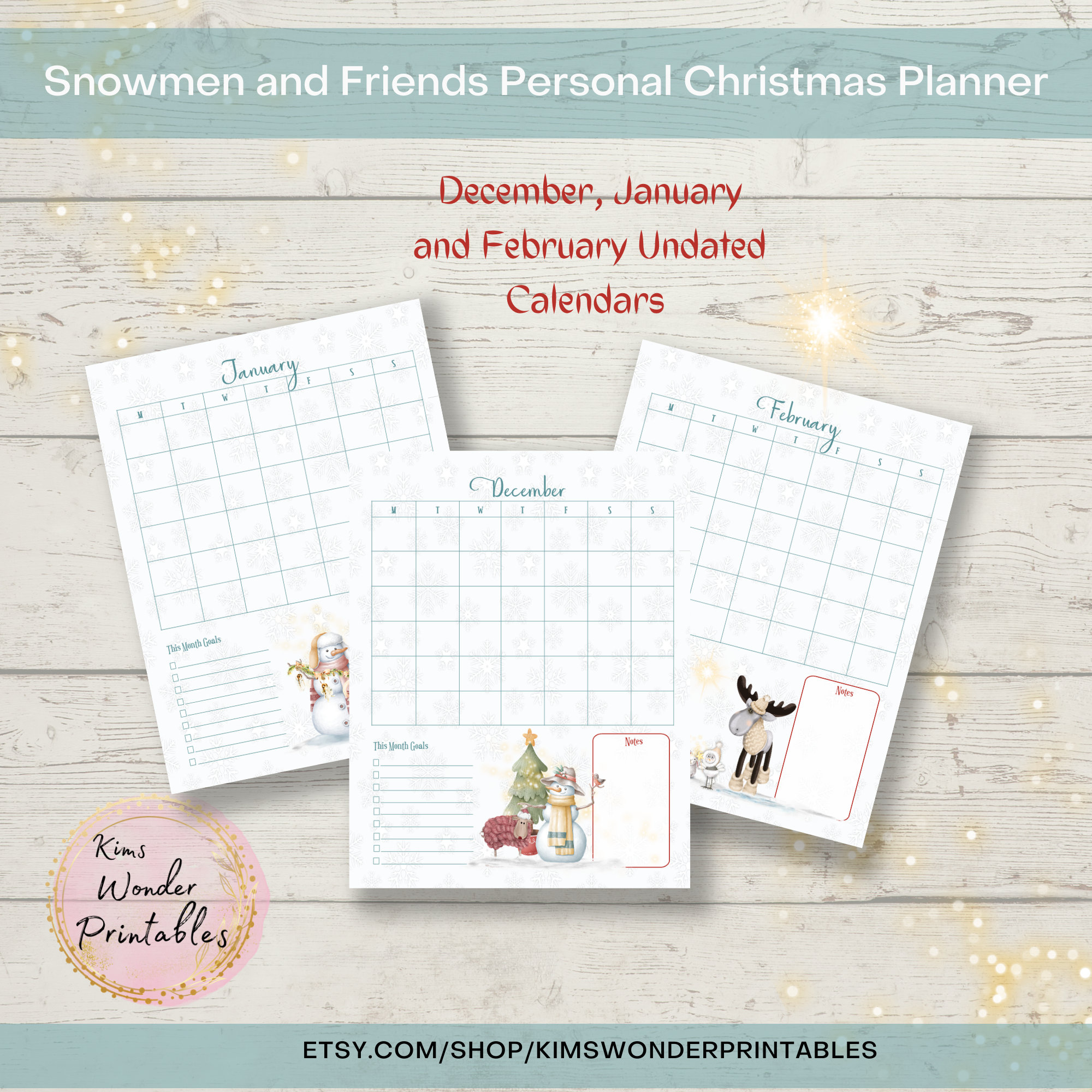 Christmas Planner Printable, Snowman Planner, December Planner ...
