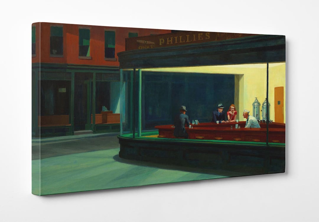 Quadro Edward Hopper, Nighthawks (I Nottambuli) Stampa Giclée Su Tela ...