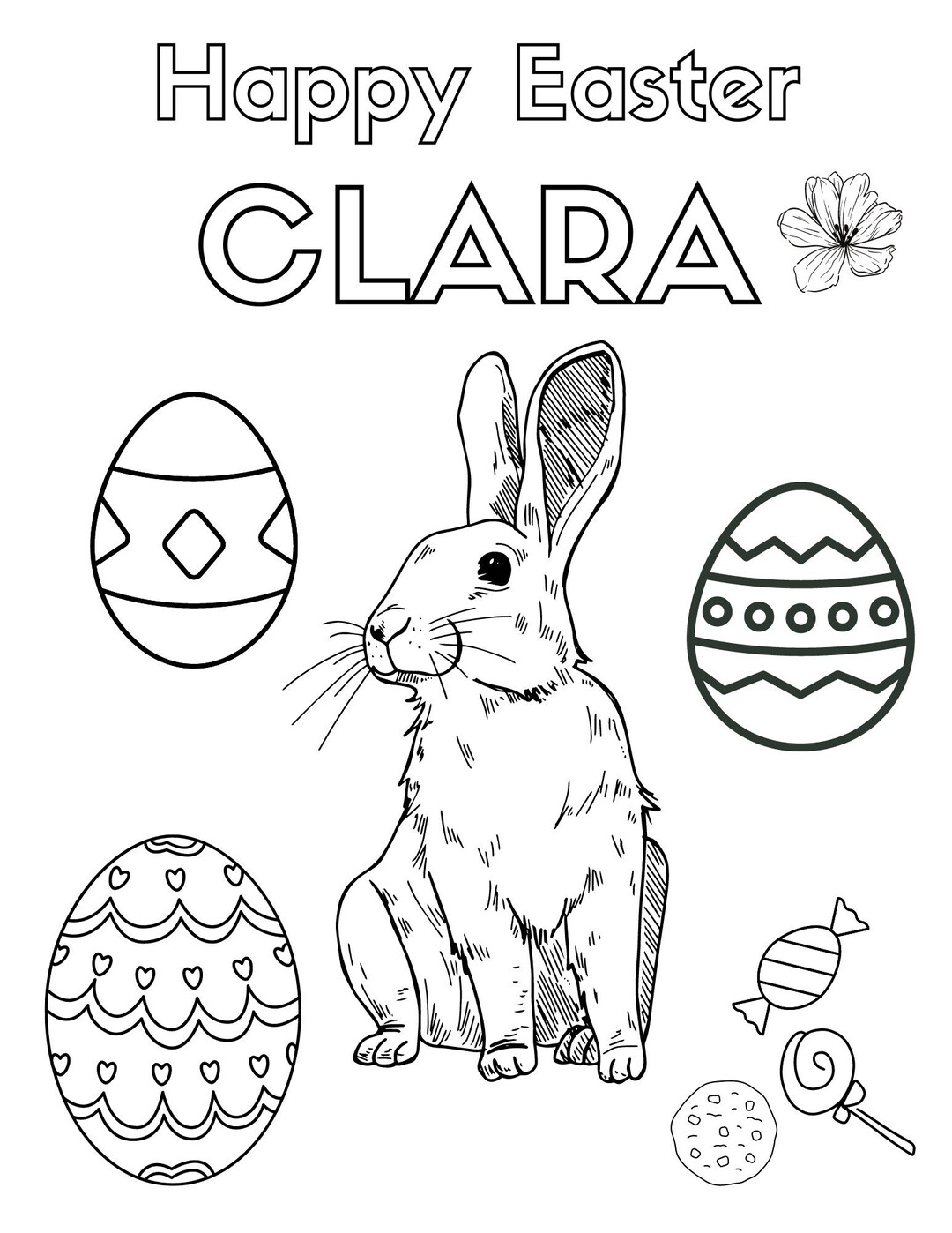 Personalized Easter Coloring Page - Etsy