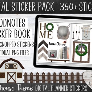 Farmhouse Digital Stickers, Sticker Book for Goodnotes, Pre-cropped ...