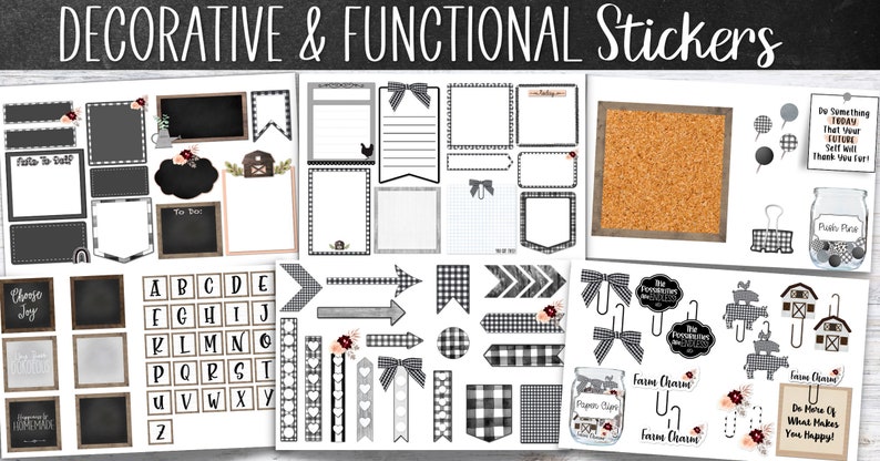 Farmhouse Digital Stickers, Sticker Book for Goodnotes, Pre-cropped ...