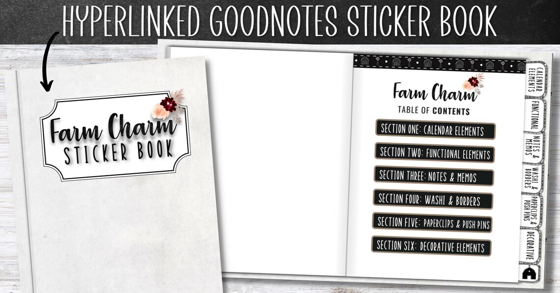 Farmhouse Digital Stickers Sticker Book for Goodnotes | Etsy