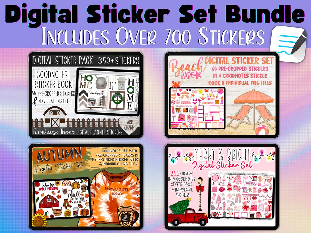 Digital Sticker Set Bundle, Sticker Book for Goodnotes, Pre-cropped ...