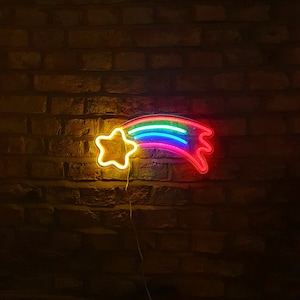 SHOOTING STAR Neon Sign | Wall Decor | Rainbow Present UK | Girls ...