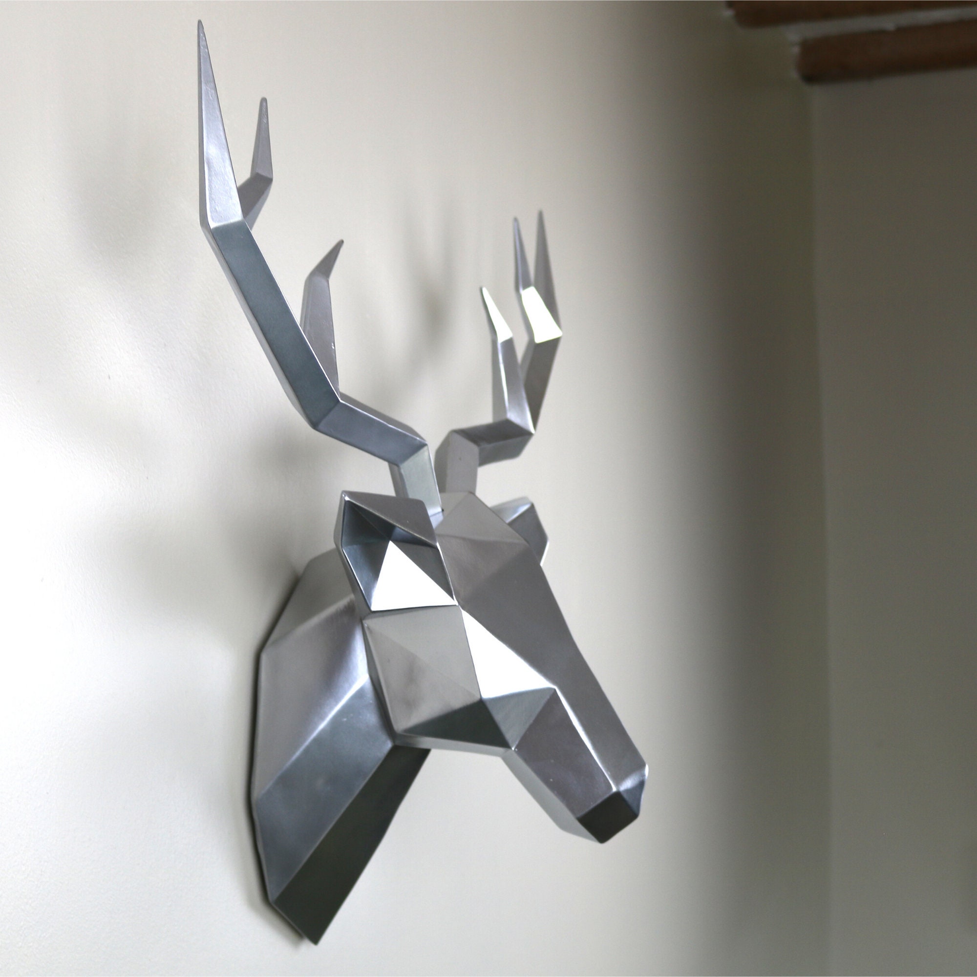 Large Chrome Stag Head | Home Decor Wall Art | Custom Sprayed | Gift ...