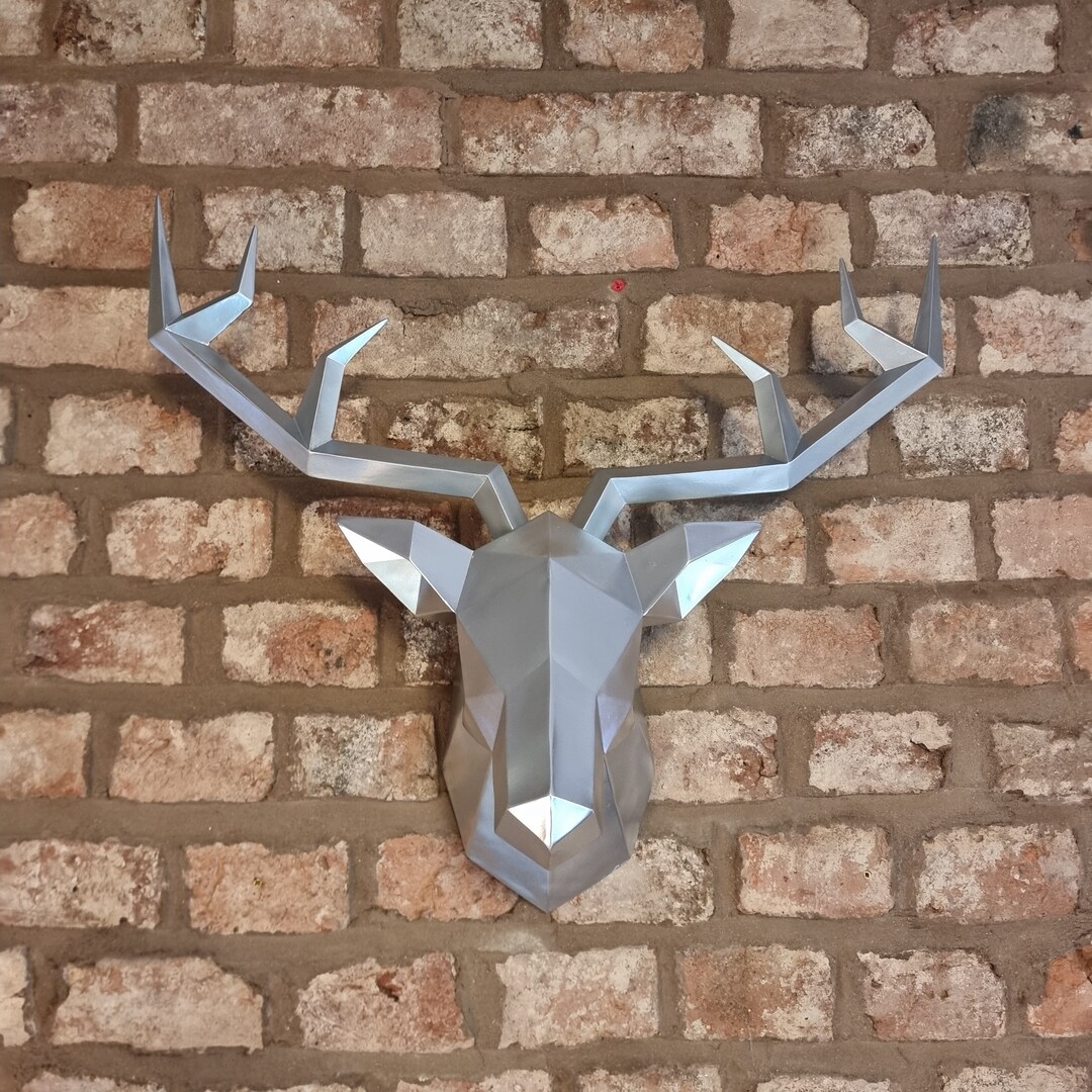 Large Chrome Stag Head | Home Decor Wall Art | Custom Sprayed | Gift ...