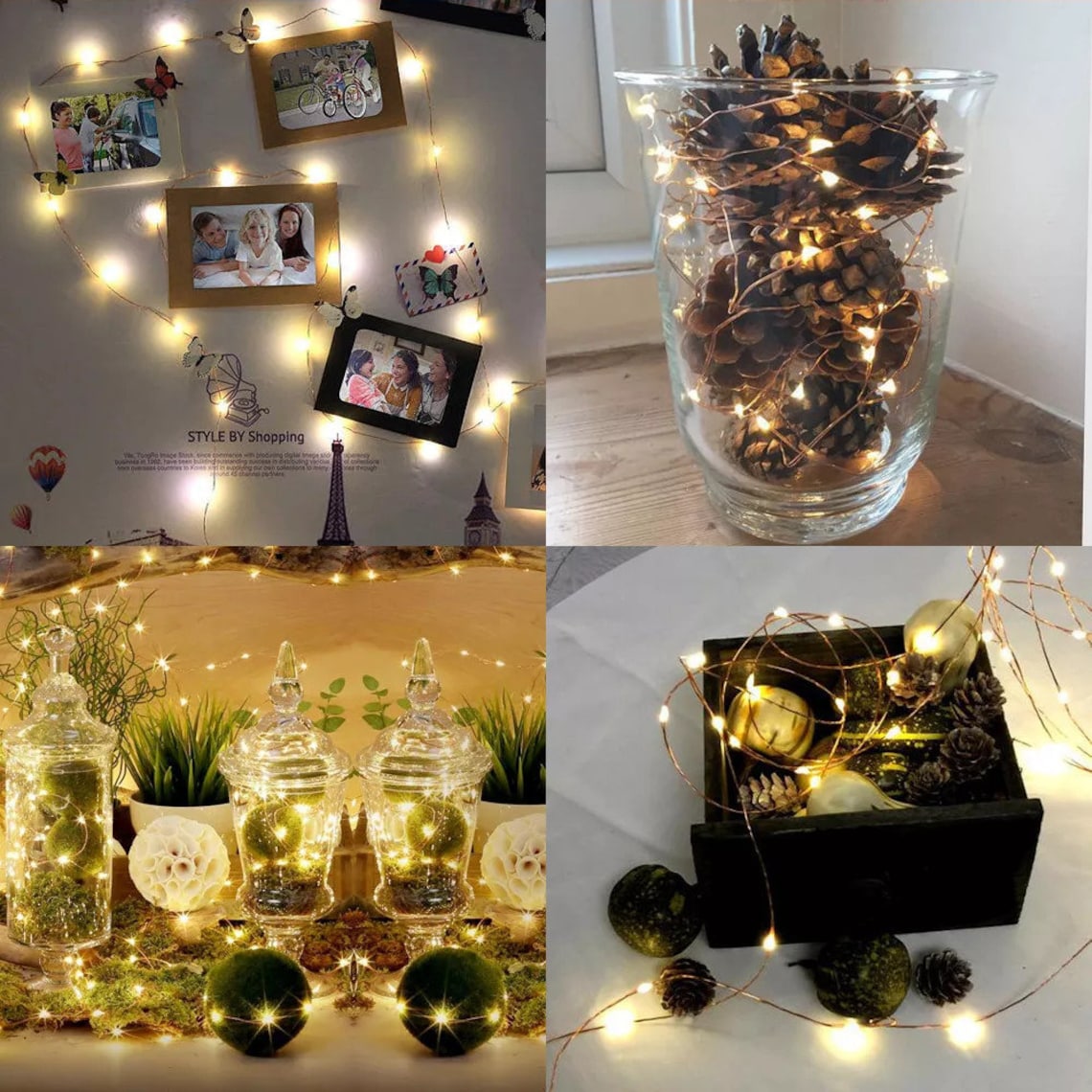 6.5 FT 20 LED String Fairy Lights Copper Wire Battery Powered - Etsy