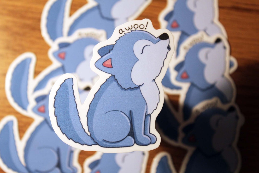 Cute and Cuddly Wolf Pup Giving a Little awoo Sticker - Etsy