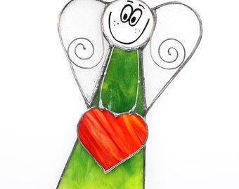 Guardian Angel Stained Glass Suncatcher, Window Decoration, Gift for ...