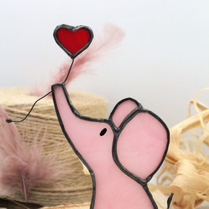 Pink Elephant With Balloon Figurine, Valentine's Day Unique Gift, Cute ...