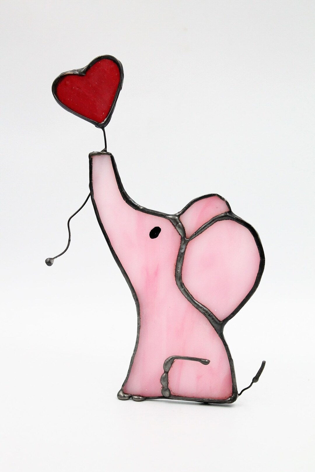 Pink Elephant With Balloon Figurine, Valentine's Day Unique Gift, Cute ...