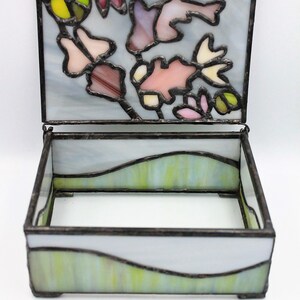 Japanese Koi Fish Box, Grey and Light Green Stained Glass Jewellery ...