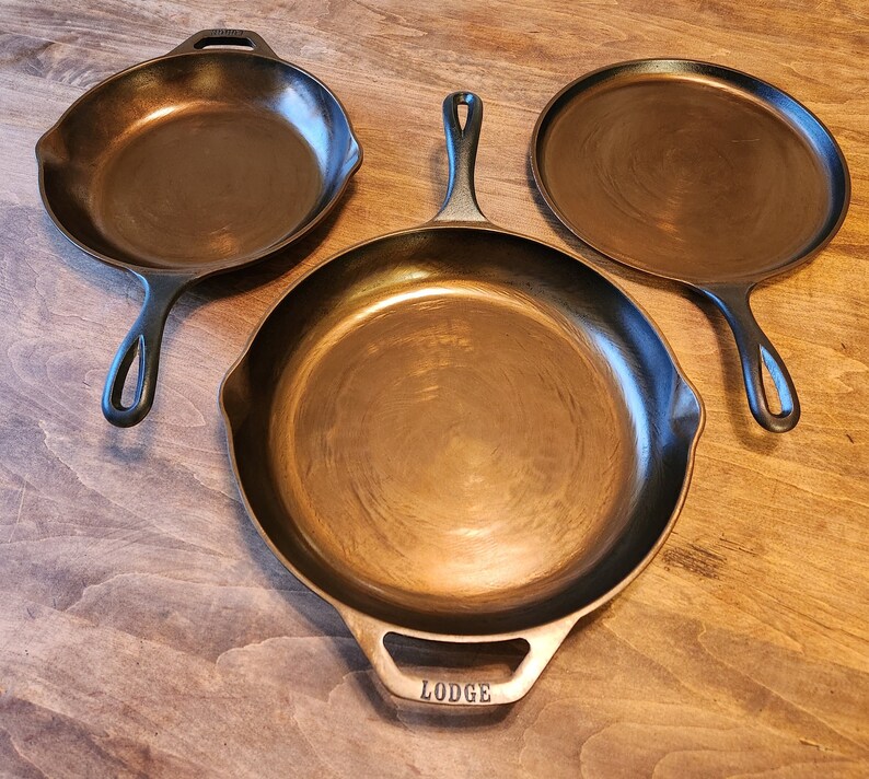 Full Set: 12 and 10-inch Smooth Cast Iron Skillets and 10.5-inch ...