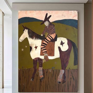 Figurative Abstract Painting Horse Rider Art Equestrian Art Bohemian ...