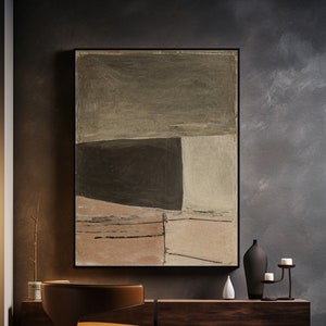 Light Brown Canvas Wall Art Beige Wabi Sabi Painting Light Brown ...