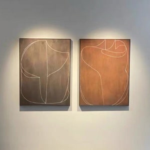 Brown Painting Set of 2 Beige Wabi Sabi Wall Art Neutral Wabisabi Painting Set of 2 Brown Waibi ...