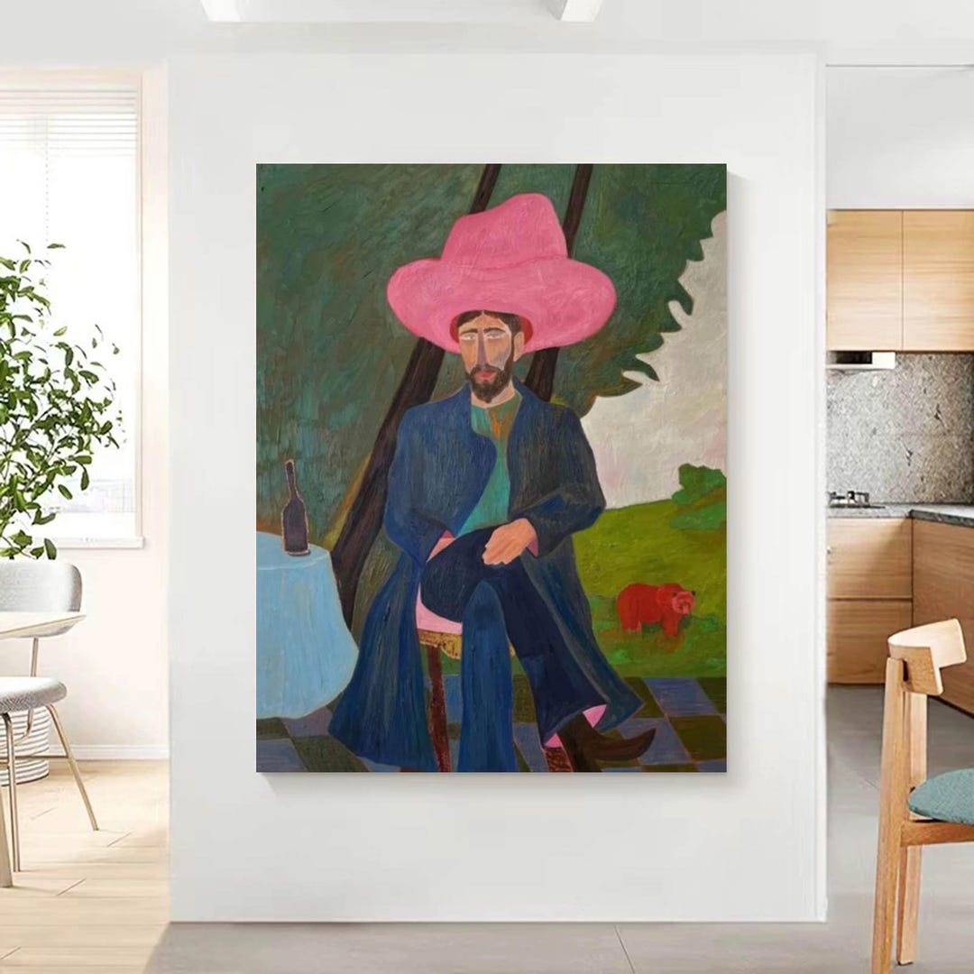 Vintage Men Figure Drawing: Abstract Acrylic Painting on Canvas - Etsy