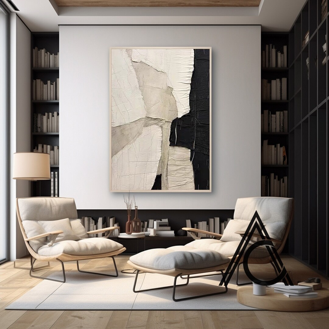 Beige Oil Paintings Beige Black Wabi Sabi Artwork Beige Modern Art ...